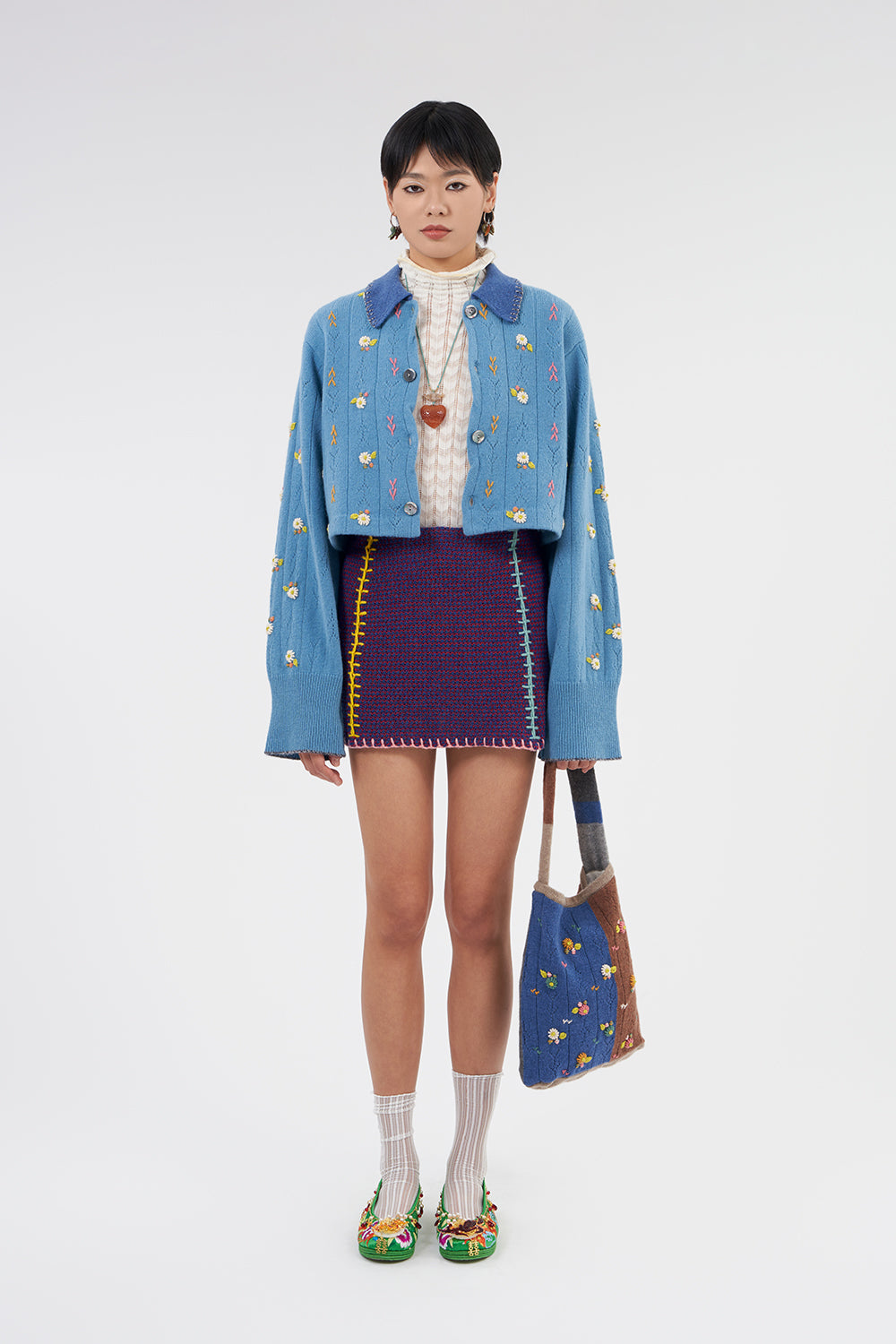 Daisy Shirt Jacket in Denim Lambswool – YanYan Daisy Shirt Jacket in Denim Lambswool – YanYan